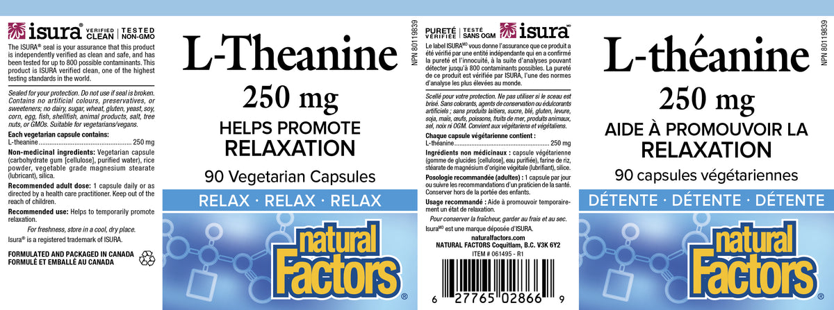 L-THEANINE 250 MG 90 CAPS NATURAL FACTORS – Ave Maria Health