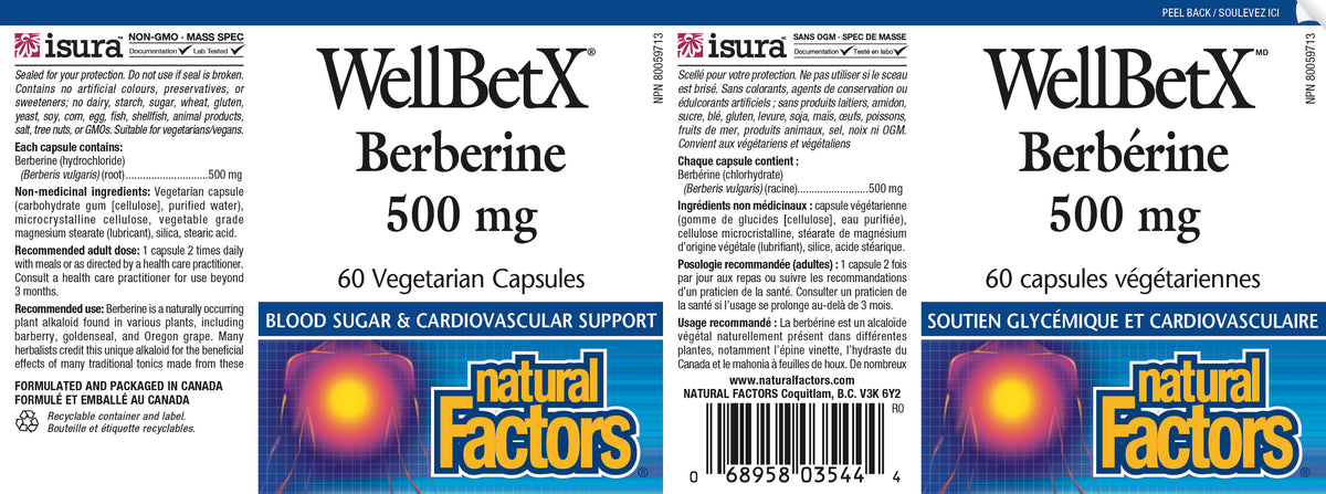 BERBERINE WELLBETX 500 MG 60 CAPS NATURAL FACTORS – Ave Maria Health