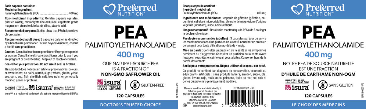 PEA 400 MG 120 CAPS PREFERRED NUTRITION – Ave Maria Health