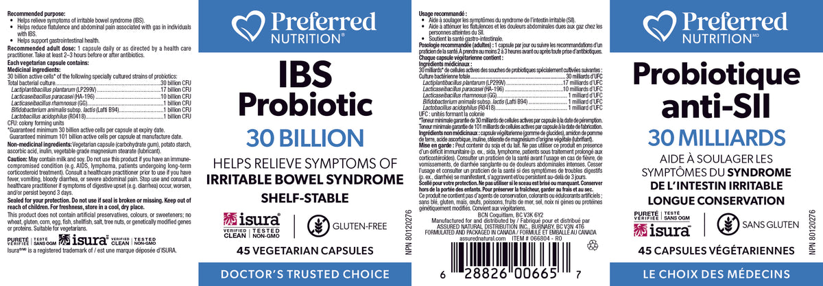 IBS PROBIOTIC 30 BILLION 45 CAPS PREFERREED NUTRITION – Ave Maria Health