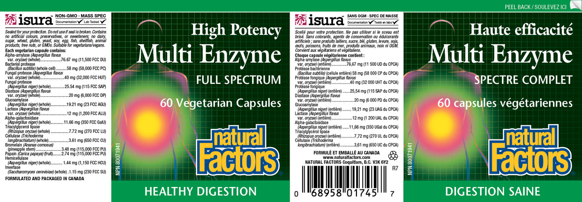 HIGH POTENCY MULTI ENZYME 60 CAPS NATURAL FACTORS – Ave Maria Health