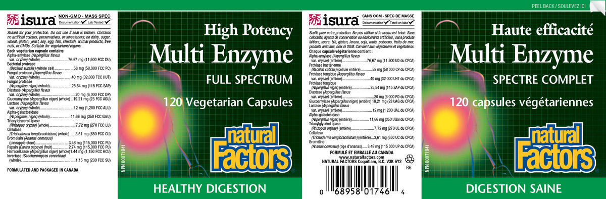 HIGH POTENCY MULTI ENZYME 120 CAPS NATURAL FACTORS – Ave Maria Health