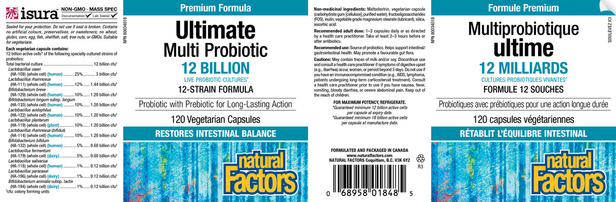 ULTIMATE MULTI PROBIOTIC 12 BILLION 120 CAPS NATURAL FACTORS – Ave ...