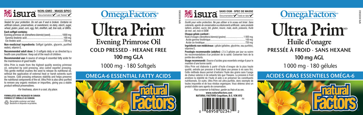 ULTRA PRIM PRIMROSE OIL 1000 MG 180 CAPS NATURAL FACTORS – Ave Maria Health