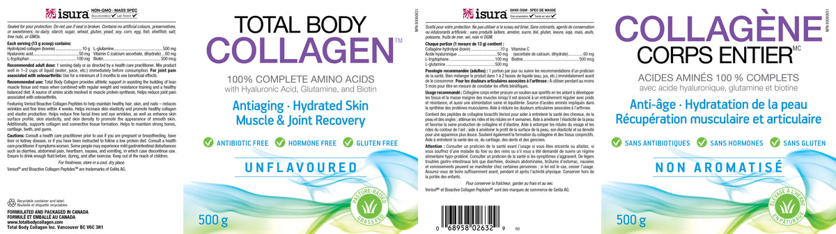 TOTAL BODY COLLAGEN UNFLAVOURED 500 G NATURAL FACTORS – Ave Maria Health