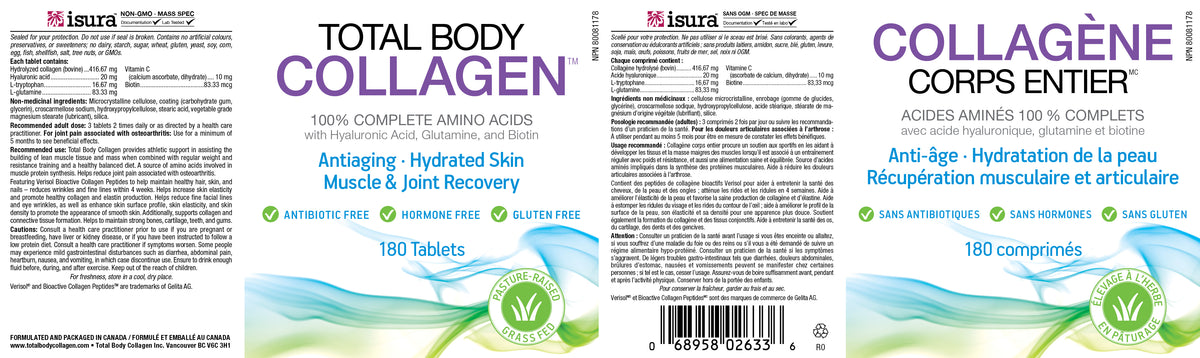 TOTAL BODY COLLAGEN 180 TABS NATURAL FACTORS – Ave Maria Health