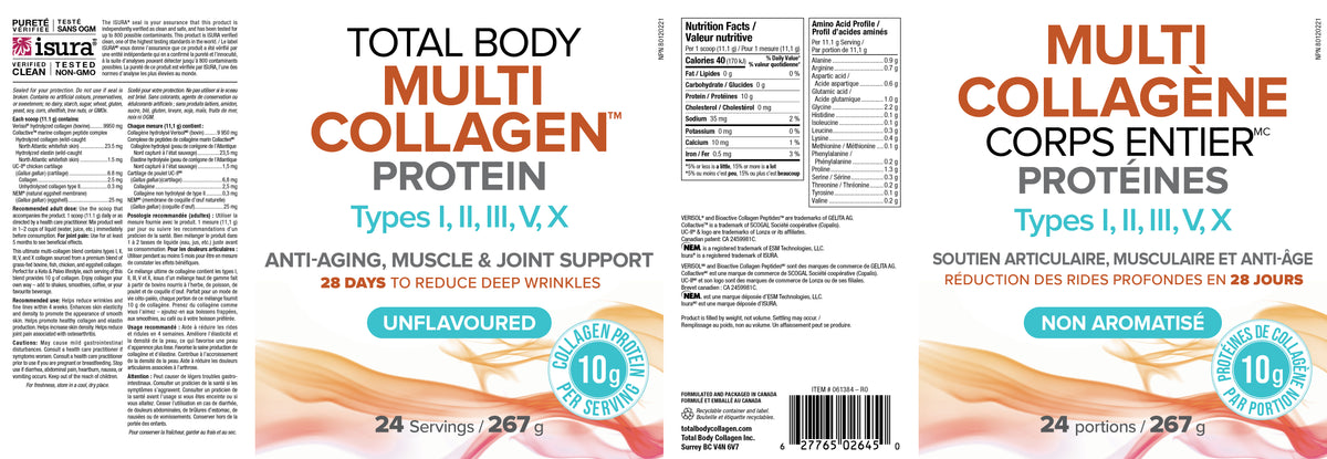 TOTAL BODY MULTI COLLAGEN PROTEIN UNFLAVOURED 267 G NATURAL FACTORS ...