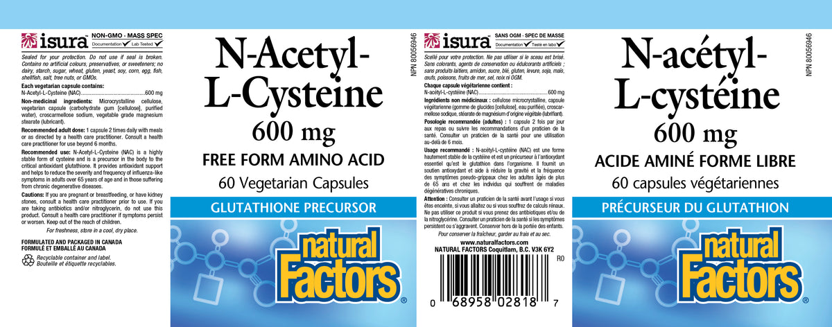 N-ACETYL-L-CYSTEINE 600 MG 60 CAPS NATURAL FACTORS – Ave Maria Health