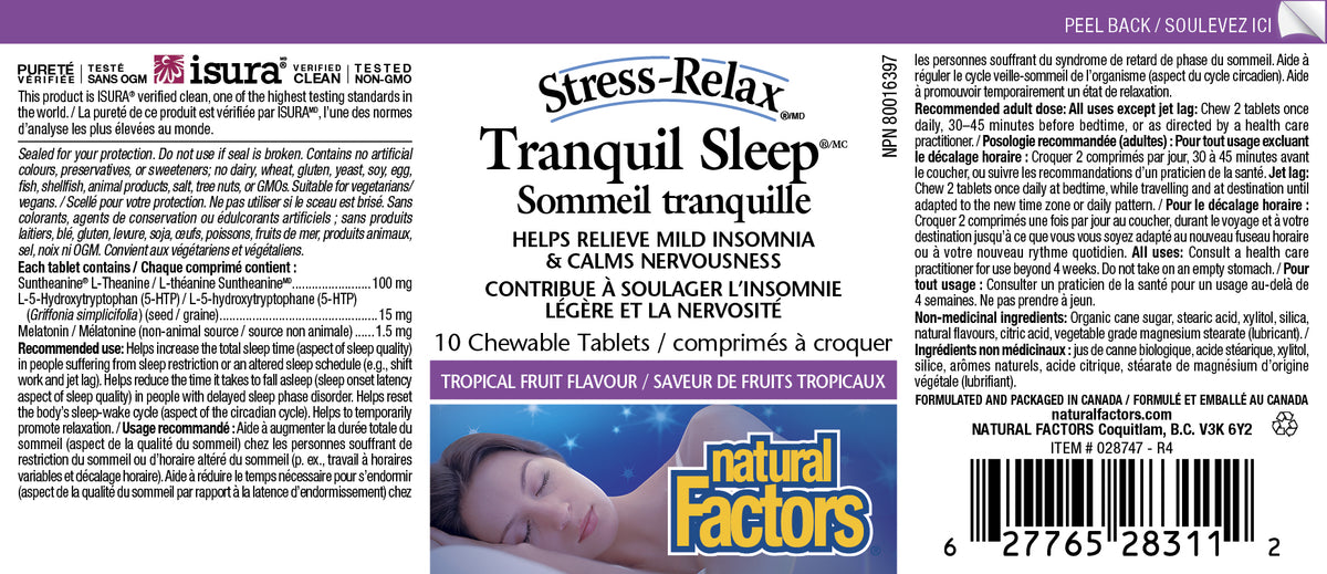 TRANQUIL SLEEP 10 TABS NATURAL FACTORS – Ave Maria Health