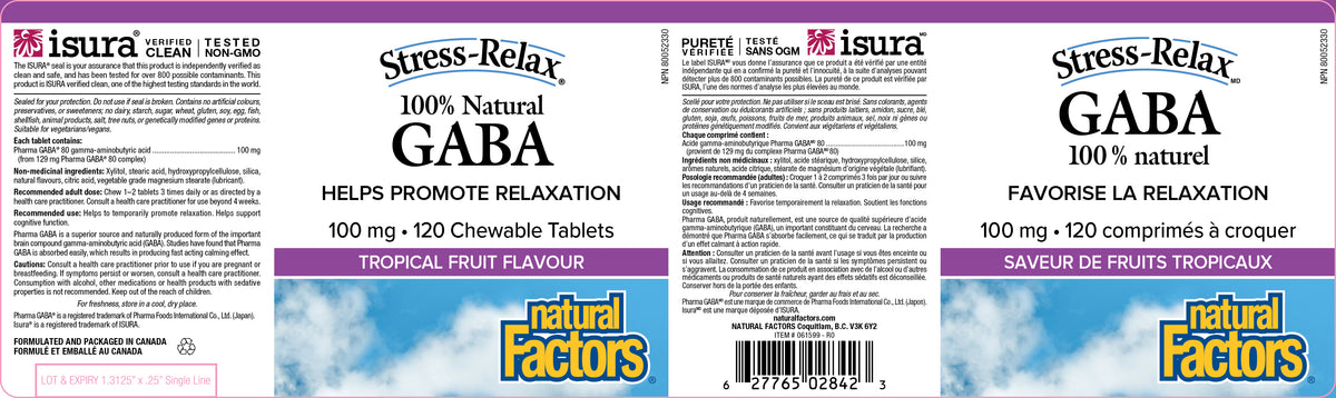 GABA TROPICAL 100 MG 120 CHEW TABS NATURAL FACTORS – Ave Maria Health