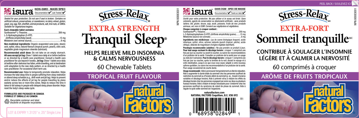 TRANQUIL SLEEP EXTRA STRENGTH 60 TABS NATURAL FACTORS – Ave Maria Health