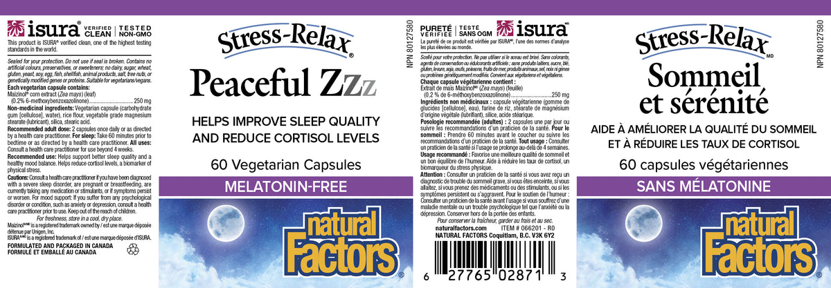 PEACEFUL ZZZ 60 CAPS STRESS RELAX NATURAL FACTORS – Ave Maria Health
