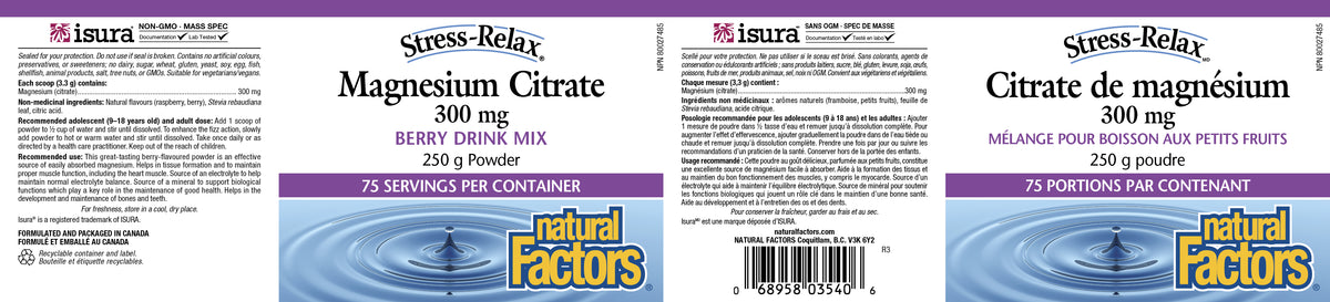 MAGNESIUM CITRATE BERRY 300 MG 250 G NATURAL FACTORS – Ave Maria Health