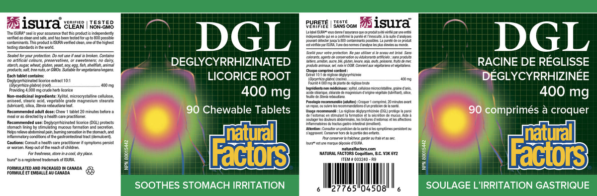 DGL LICORICE 400 MG 90 CHEWABLES NATURAL FACTORS – Ave Maria Health