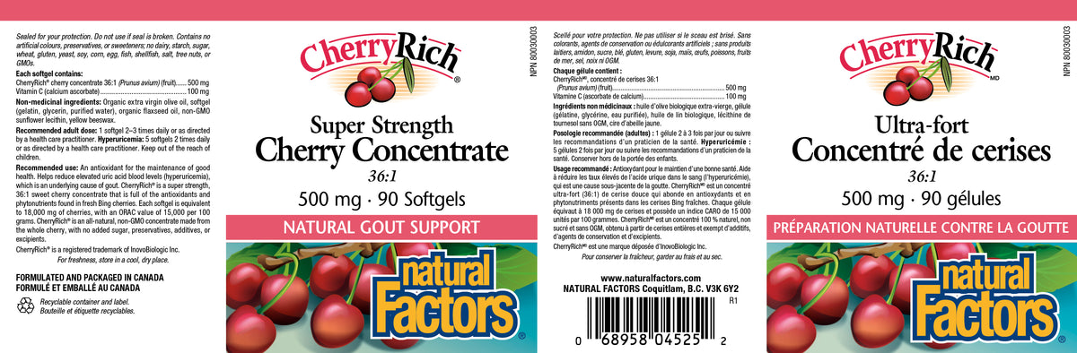 CHERRY CONCENTRATE 500 MG 90 SOFTGELS NATURAL FACTORS – Ave Maria Health