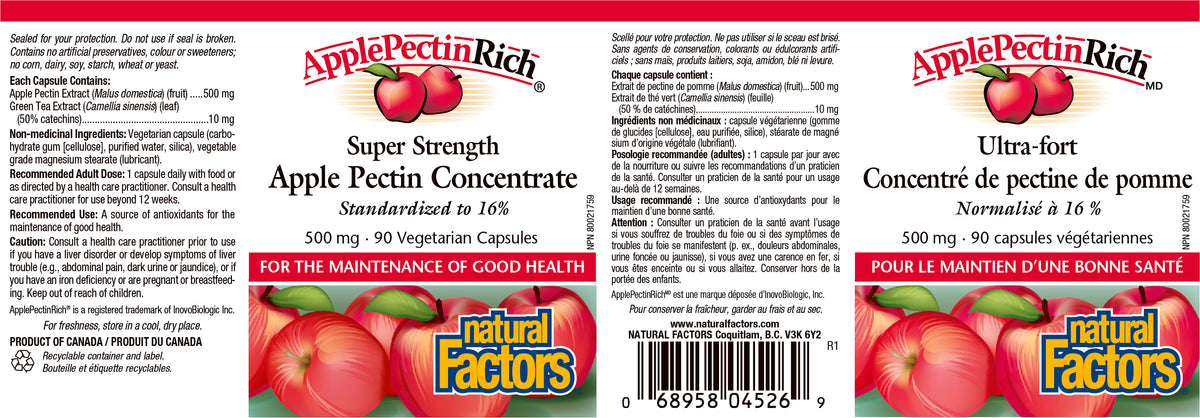 APPLE PECTIN 500 MG 90 CAPS NATURAL FACTORS – Ave Maria Health