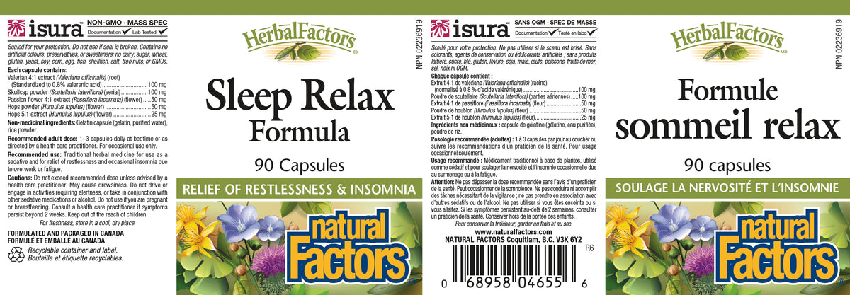 SLEEP RELAX 90 CAPS NATURAL FACTORS – Ave Maria Health