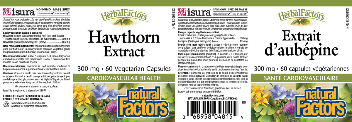 HAWTHORN EXTRACT 300 MG 60 CAPS NATURAL FACTORS – Ave Maria Health