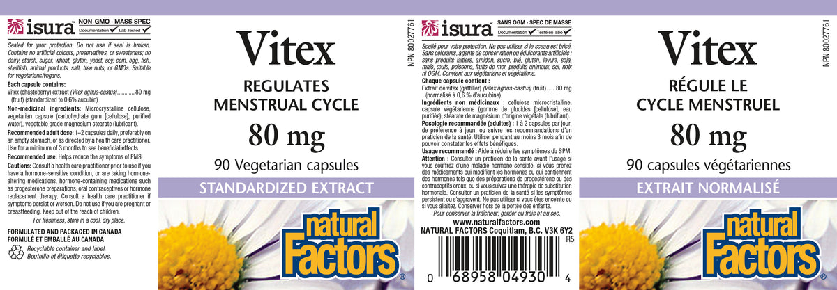 VITEX STANDARDIZED EXTRACT 80 MG 90 CAPS NATURAL FACTORS – Ave Maria Health