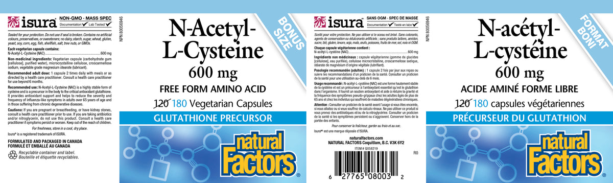 N-ACETYL-L-CYSTEINE 600 MG 180 CAPS NATURAL FACTORS – Ave Maria Health