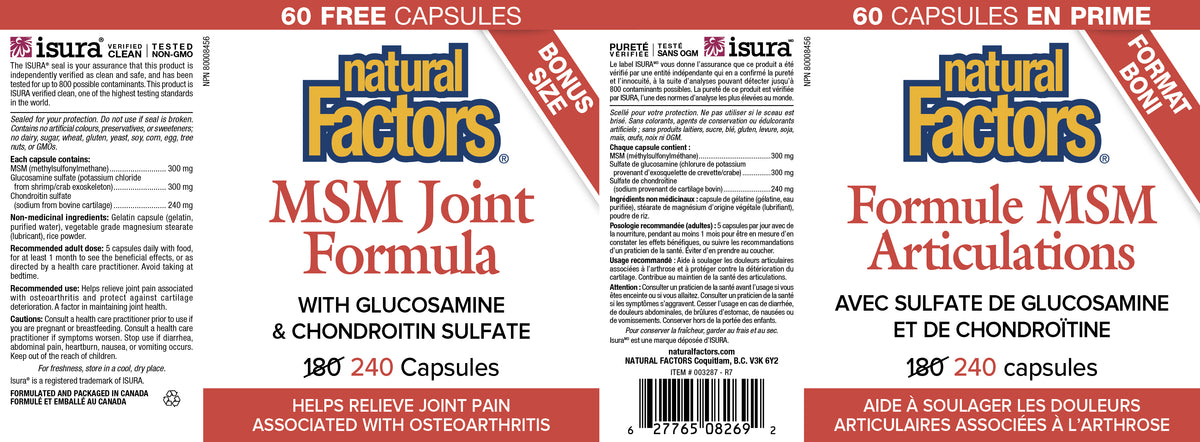 MSM JOINT FORMULA 240 CAPS NATURAL FACTORS – Ave Maria Health