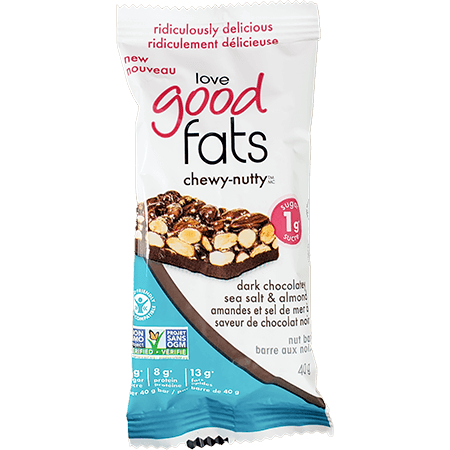 DARK CHOCOLATE SEA SALT ALMOND CHEWY NUTTY ALMOND BAR LOVE GOOD FATS ...