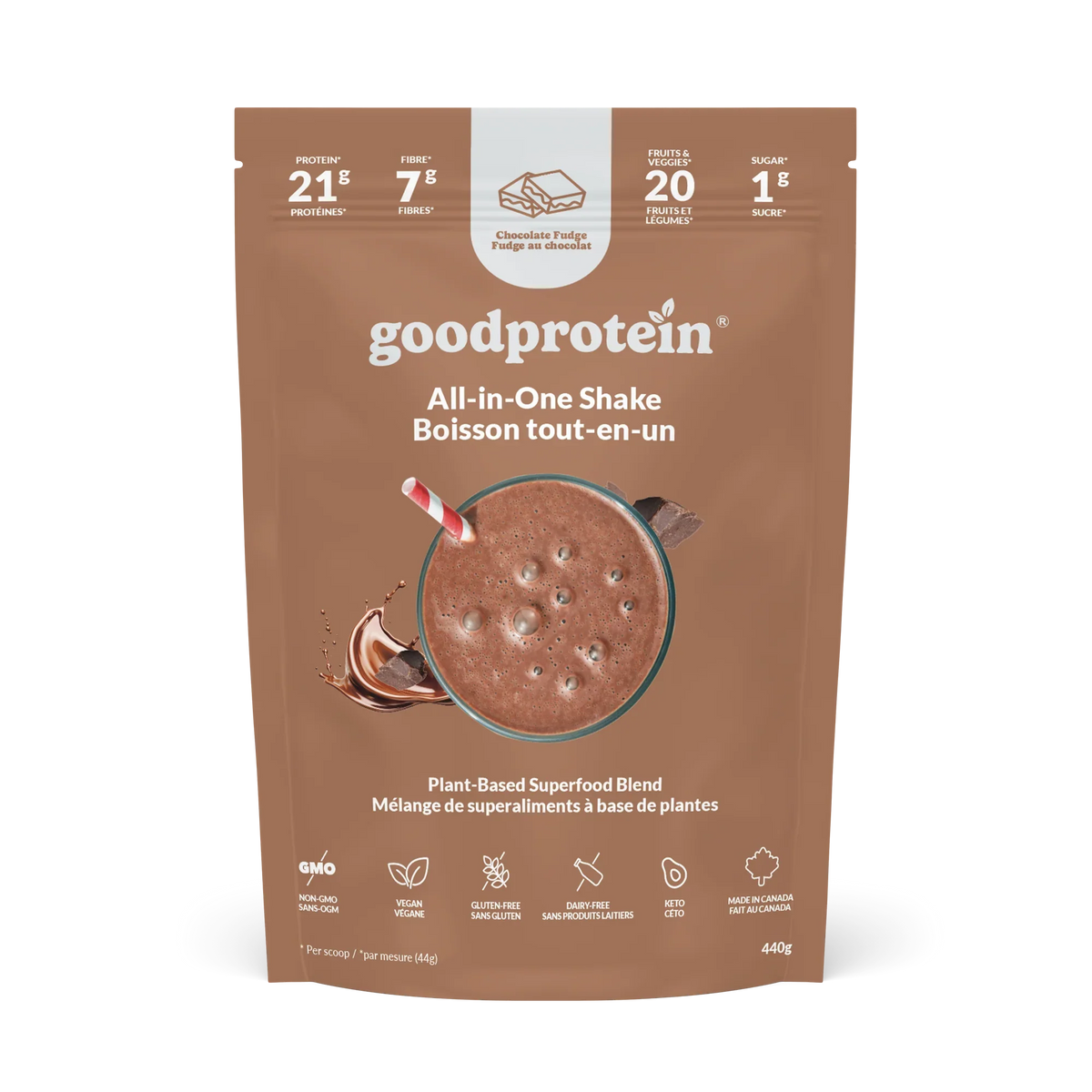 ALL-IN-ONE SHAKE CHOCOLATE FUDGE 440 G GOODPROTEIN – Ave Maria Health