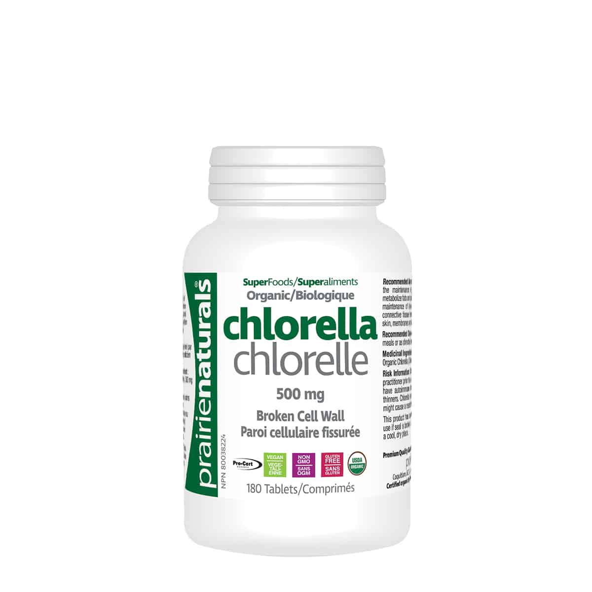 CHLORELLA 500 MG 180 TABS PRAIRIE NATURALS – Ave Maria Health