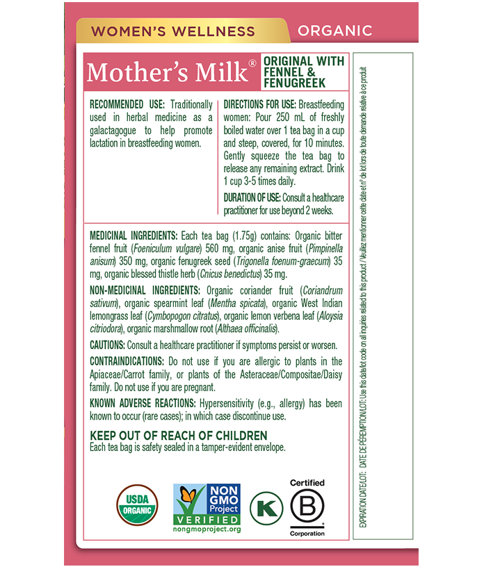 MOTHER'S MILK TEA 16 BAGS TRADITIONAL MEDICINALS – Ave Maria Health