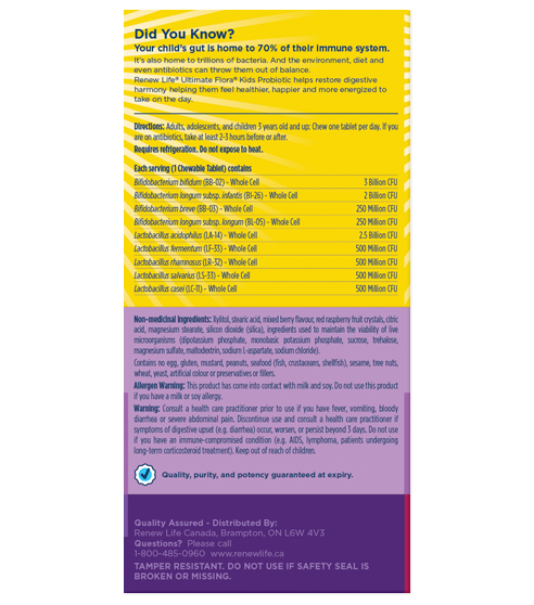 ULTIMATE FLORA KIDS PROBIOTIC 10 BILLION 30 CHEWTABS RENEWLIFE – Ave ...